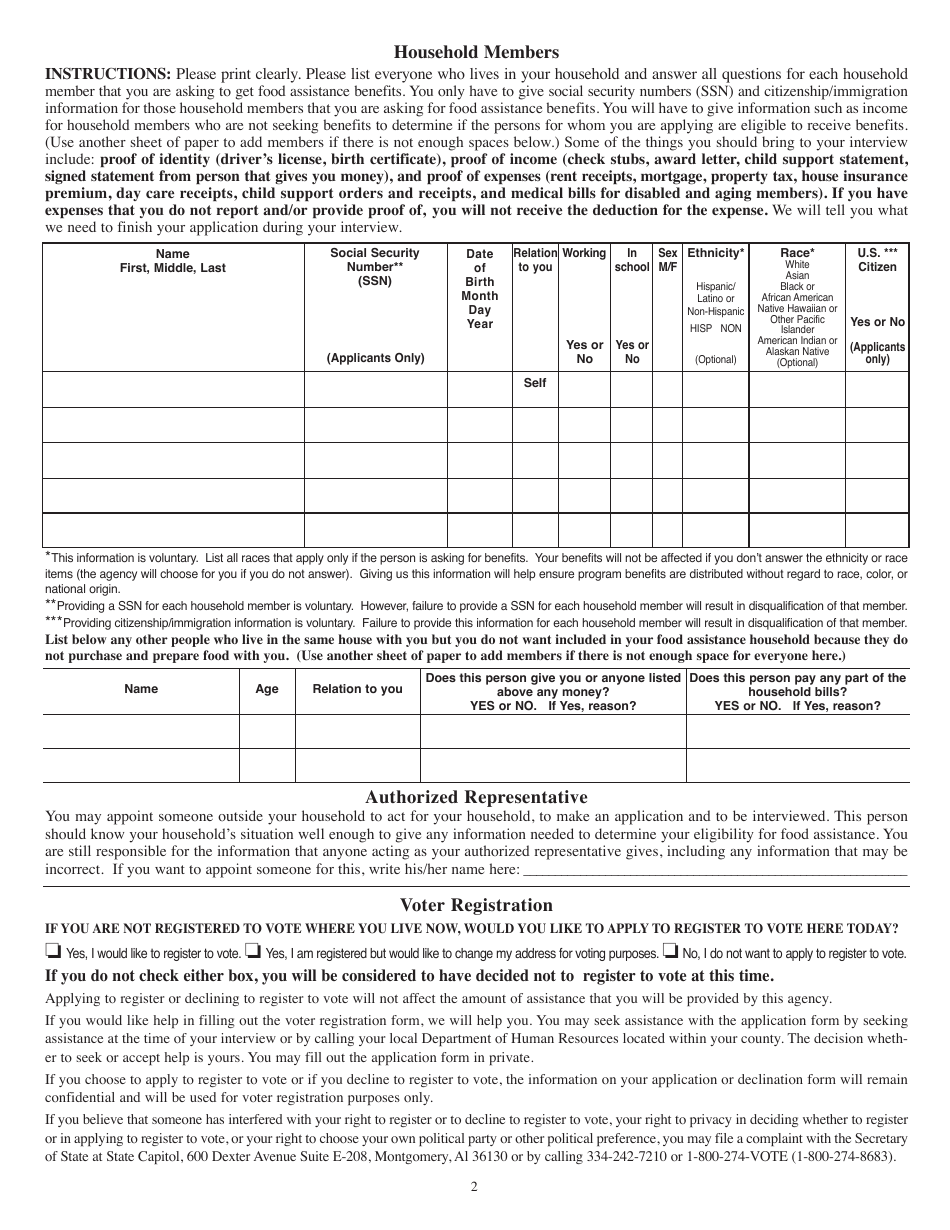 Form DHR FSP 2116 Download Printable PDF Or Fill Online Food Assistance