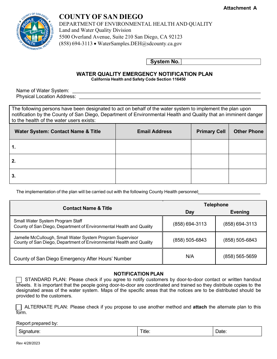 Attachment A Download Fillable PDF or Fill Online Water Quality ...