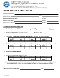 County of San Diego, California Water Provision Declaration - Fill Out ...