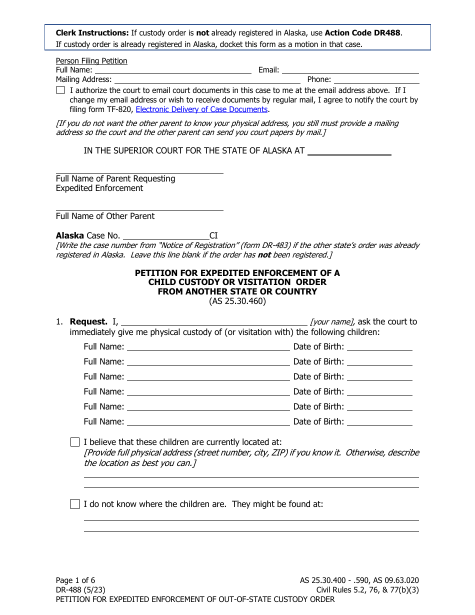 Form DR-488 - Fill Out, Sign Online and Download Fillable PDF, Alaska ...