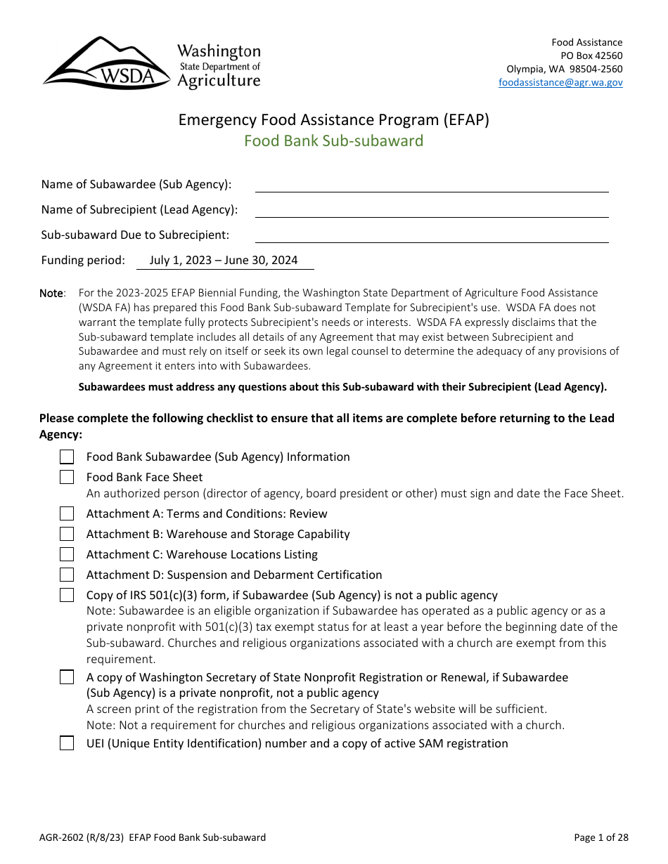 Form AGR-2602 - 2025 - Fill Out, Sign Online and Download Fillable PDF ...