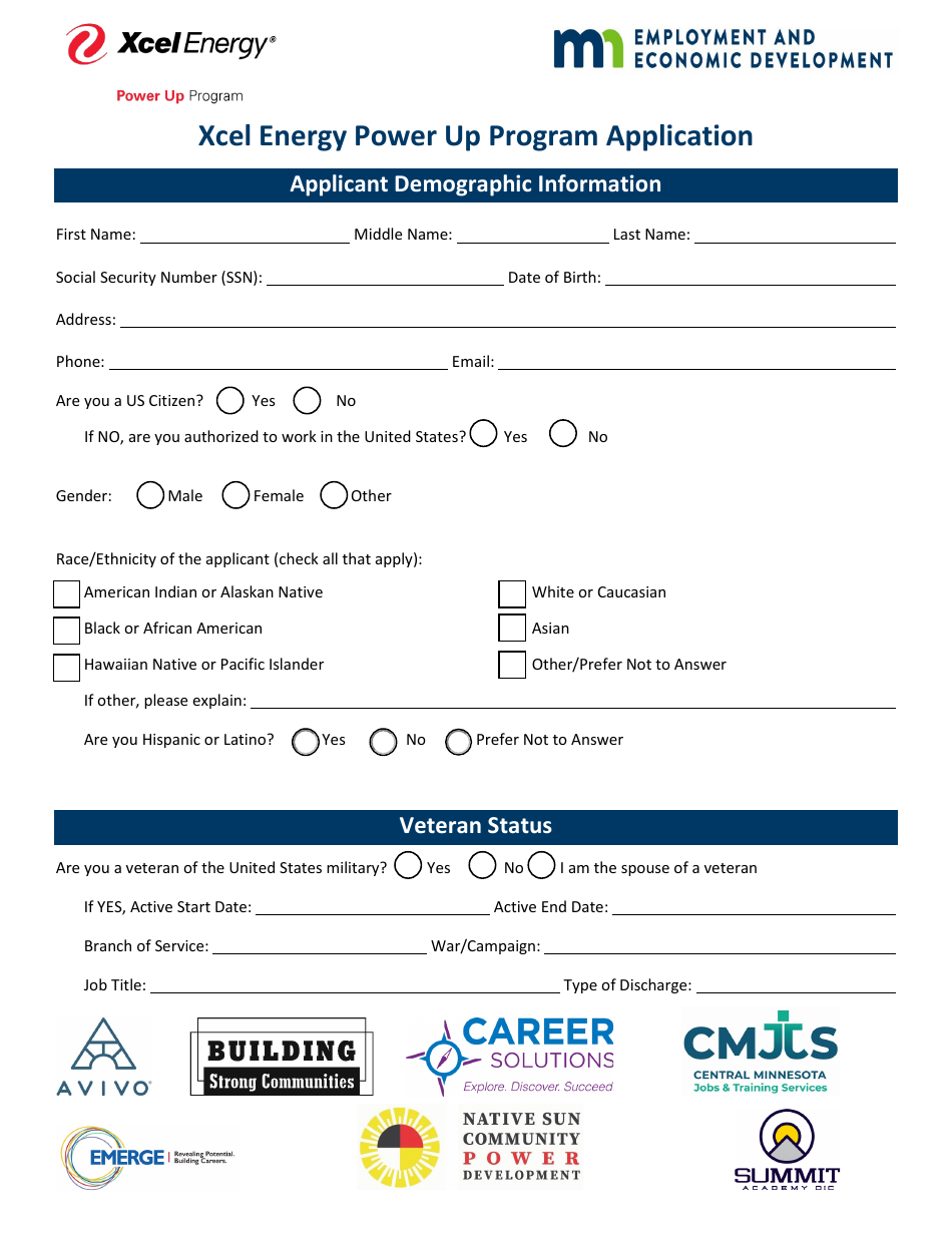 Minnesota Xcel Energy Power up Program Application - Fill Out, Sign Online and Download PDF ...