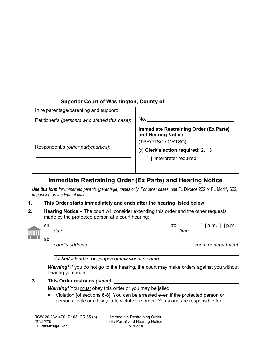 Form FL Parentage322 Download Printable PDF or Fill Online Immediate ...
