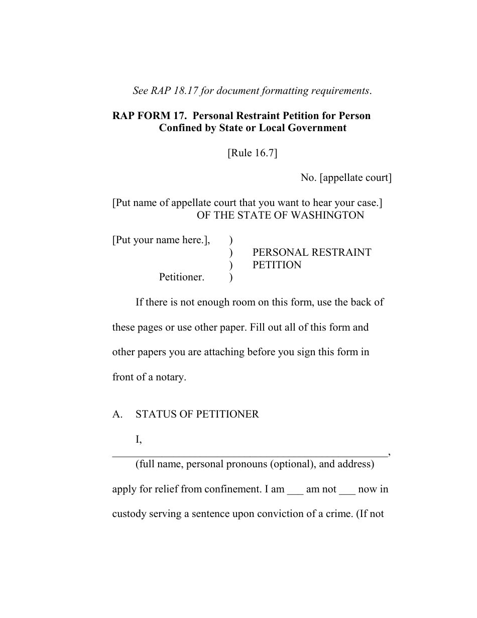 RAP Form 17 - Fill Out, Sign Online and Download Printable PDF ...