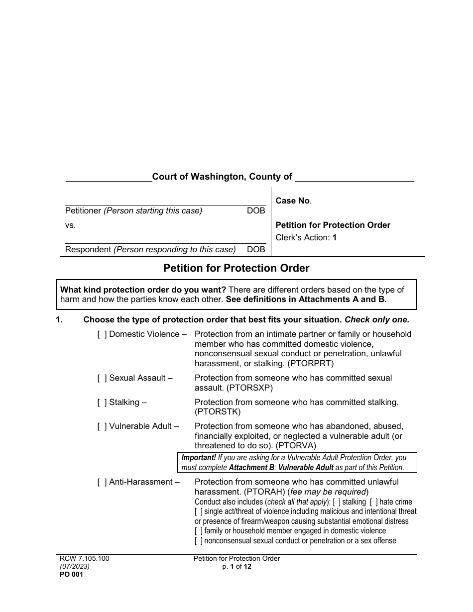 Form PO001 Download Printable PDF or Fill Online Petition for ...