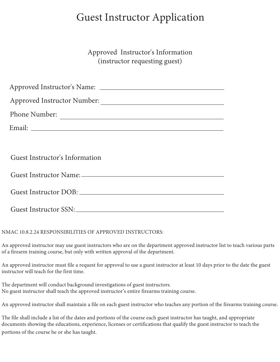 New Mexico Guest Instructor Application - Fill Out, Sign Online and ...