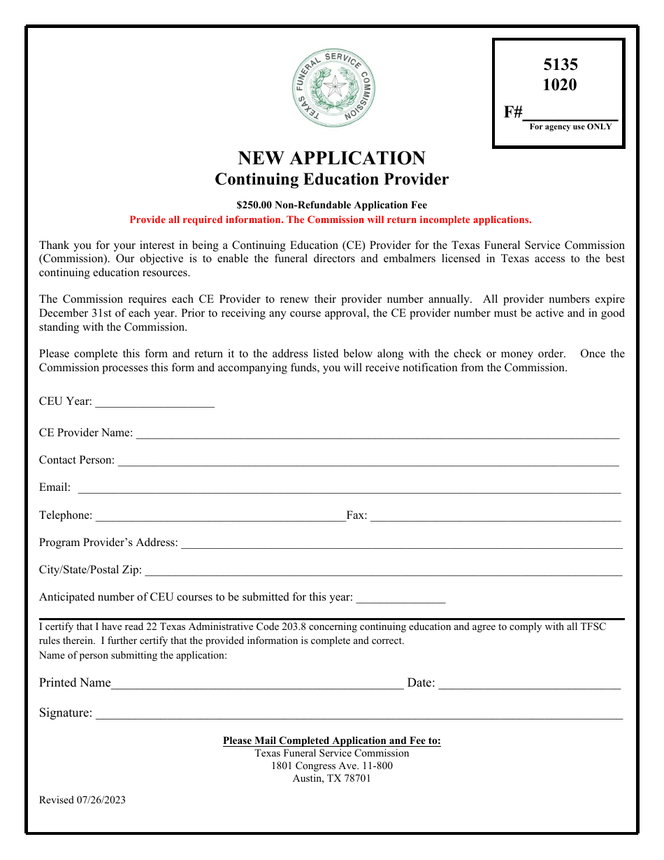 Texas Continuing Education Provider New Application - Fill Out, Sign ...