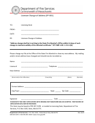 Form FP-001 Download Printable PDF or Fill Online Licensee Change of Address, Massachusetts 2018 ...