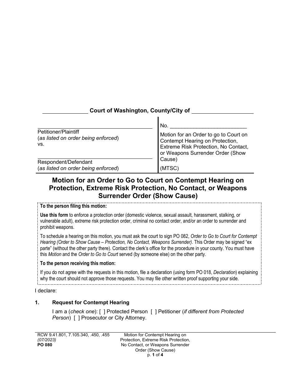 Form PO080 - Fill Out, Sign Online and Download Printable PDF ...