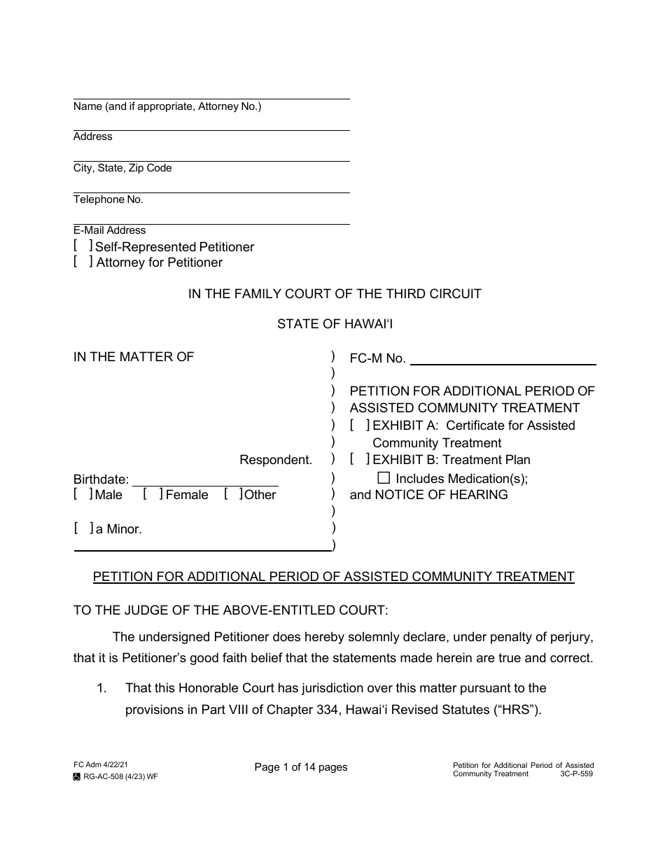 Form 3C-P-559 - Fill Out, Sign Online and Download Fillable PDF, Hawaii ...