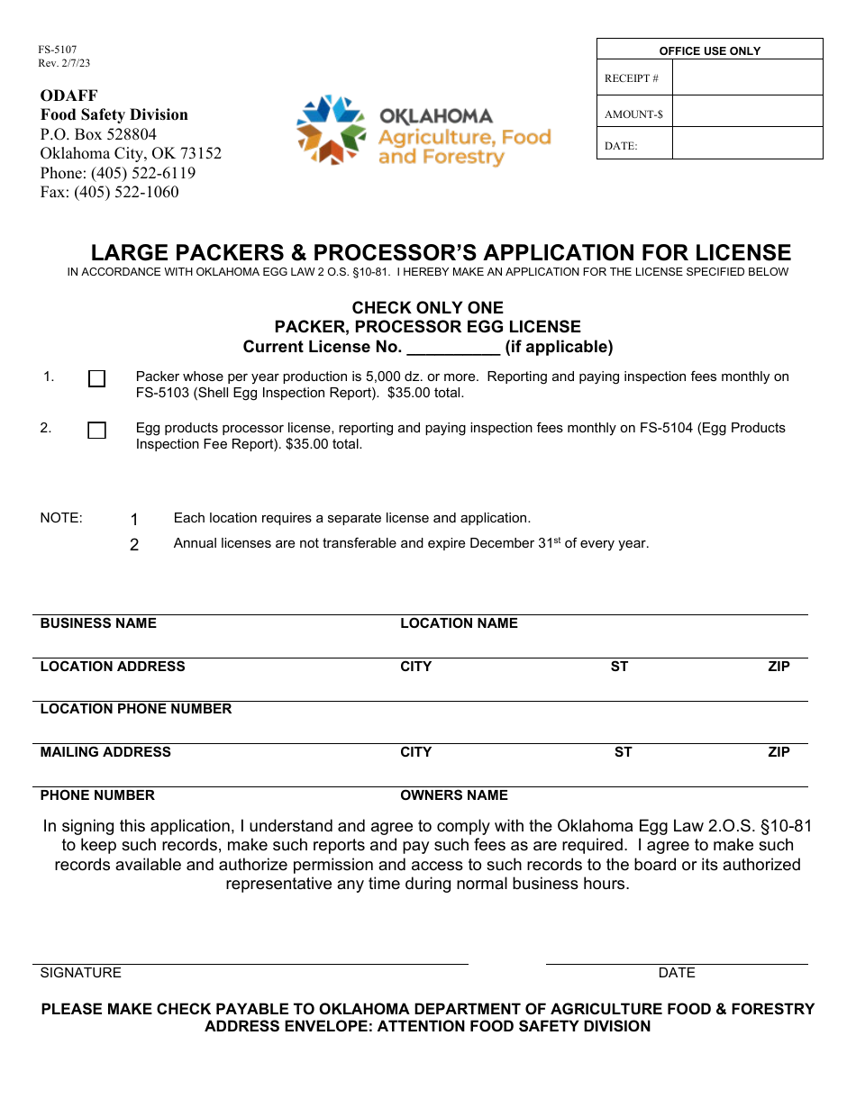 Form FS-5107 - Fill Out, Sign Online and Download Fillable PDF ...