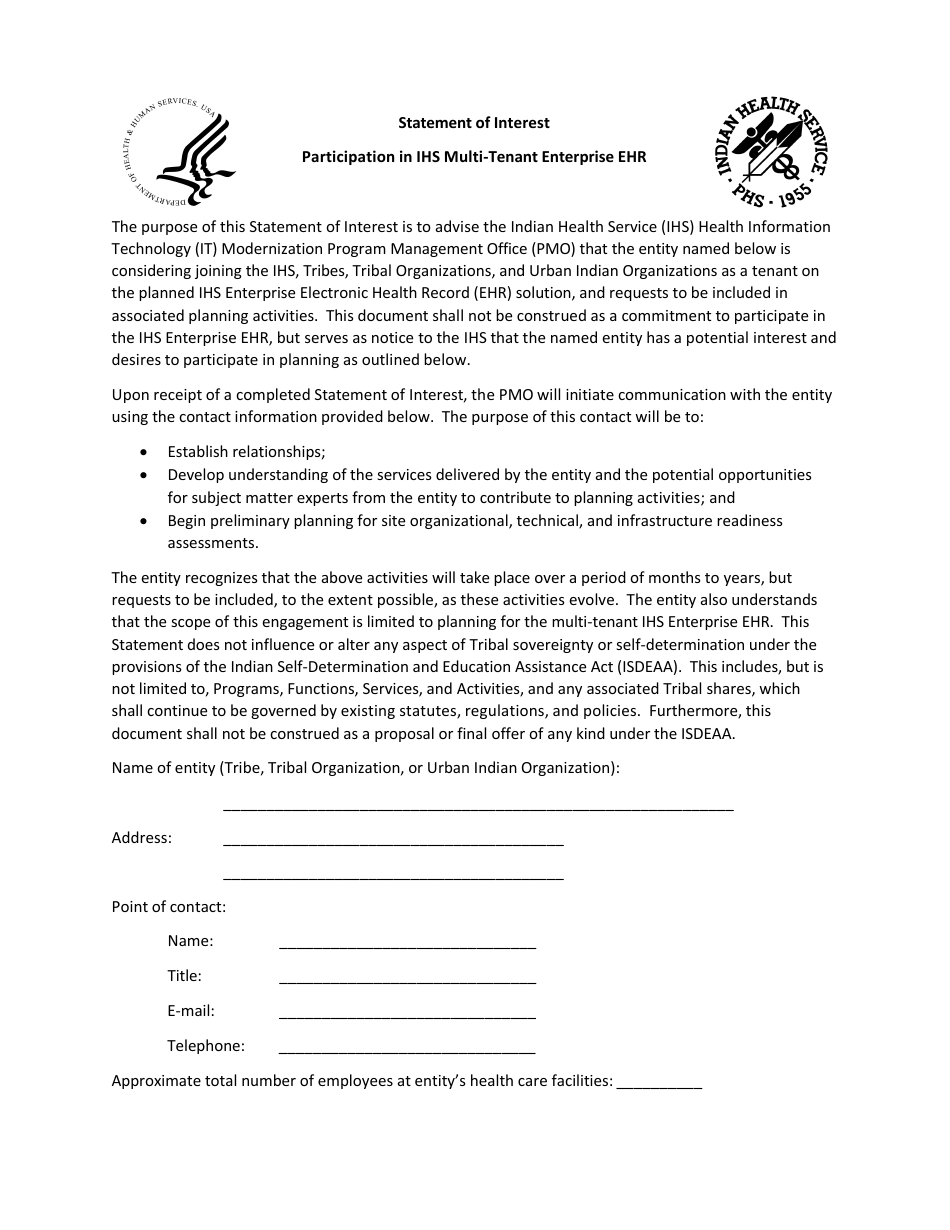 Statement of Interest - Participation in Ihs Multi-Tenant Enterprise ...