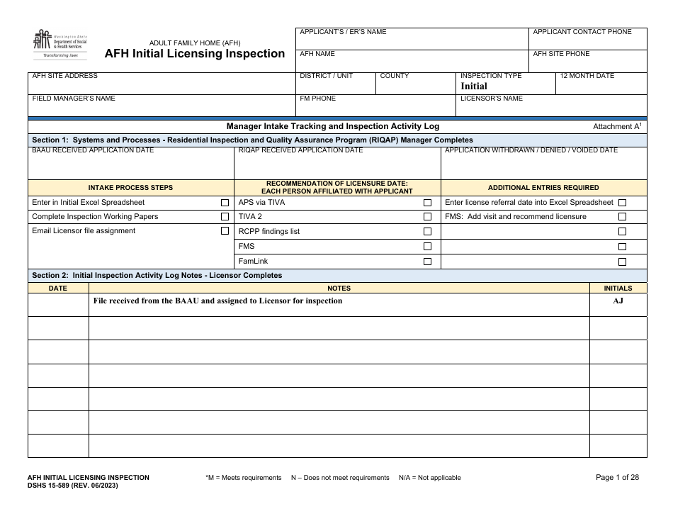 DSHS Form 15-589 - Fill Out, Sign Online and Download Printable PDF ...