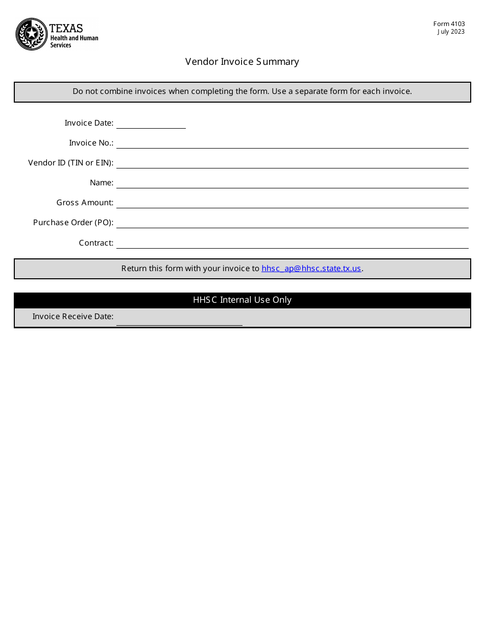 Form 4103 - Fill Out, Sign Online and Download Fillable PDF, Texas ...