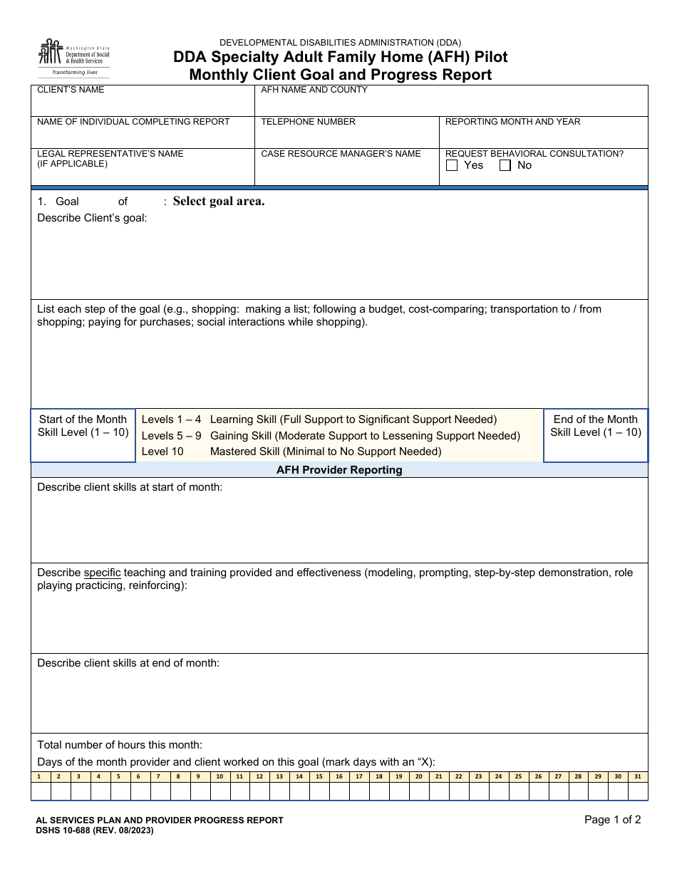 DSHS Form 10-688 - Fill Out, Sign Online and Download Printable PDF ...