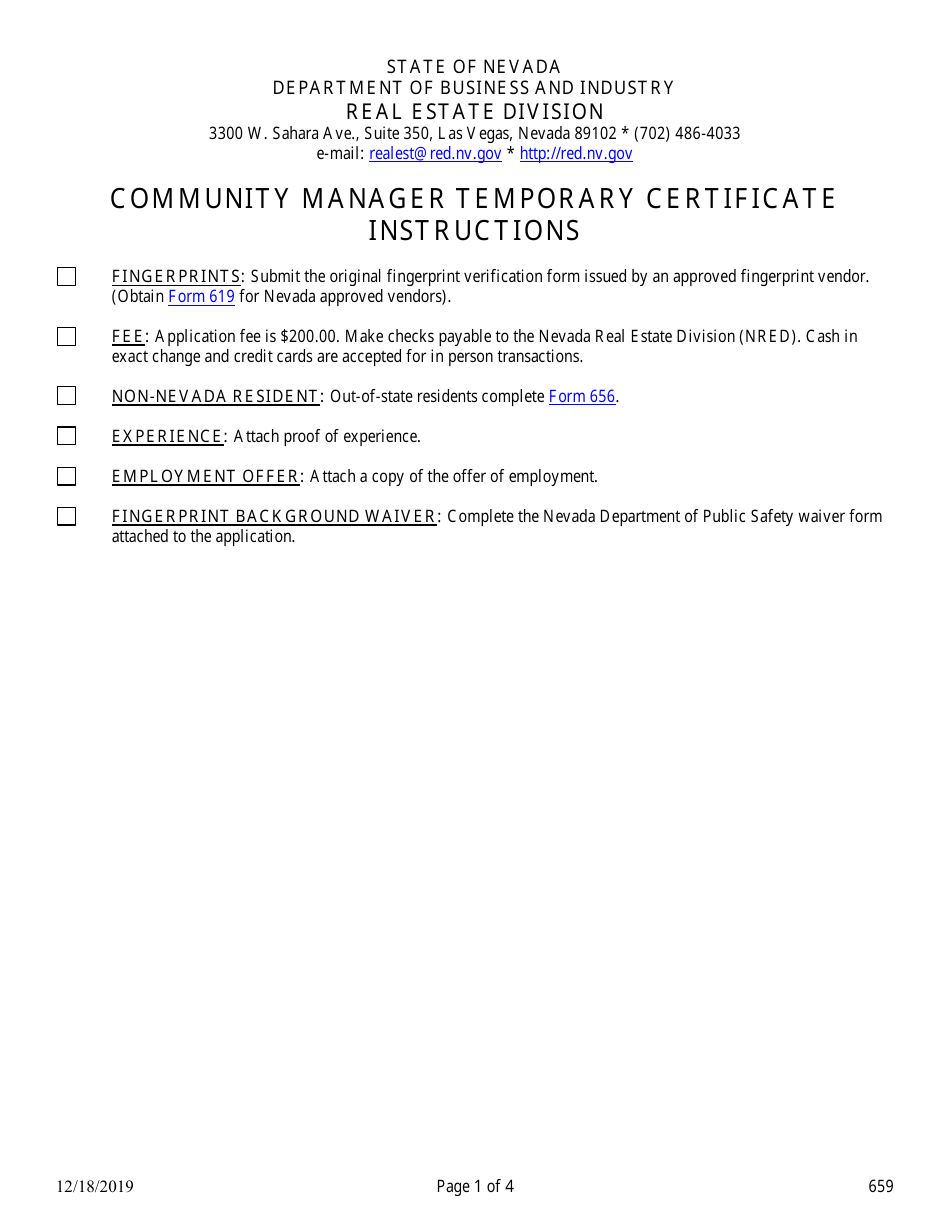 Form 659 Download Fillable PDF or Fill Online Community Manager ...