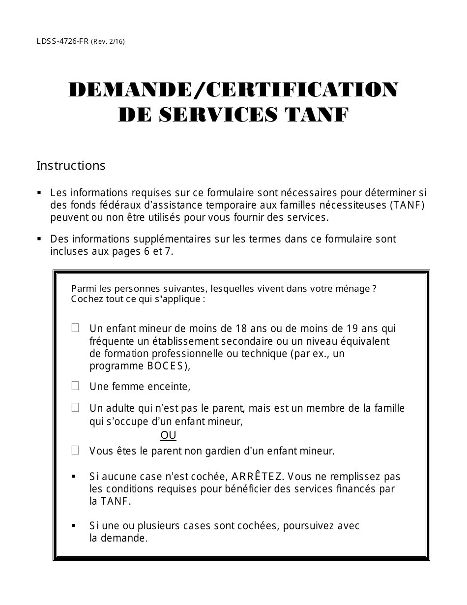 Forme LDSS-4726 - Fill Out, Sign Online and Download Printable PDF, New ...