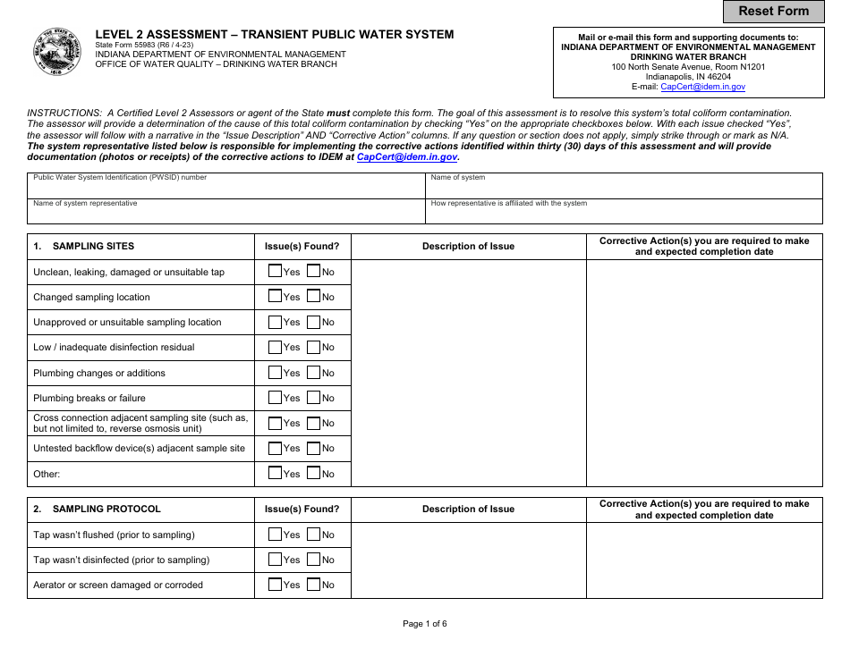 State Form 55983 Download Fillable PDF or Fill Online Level 2 ...