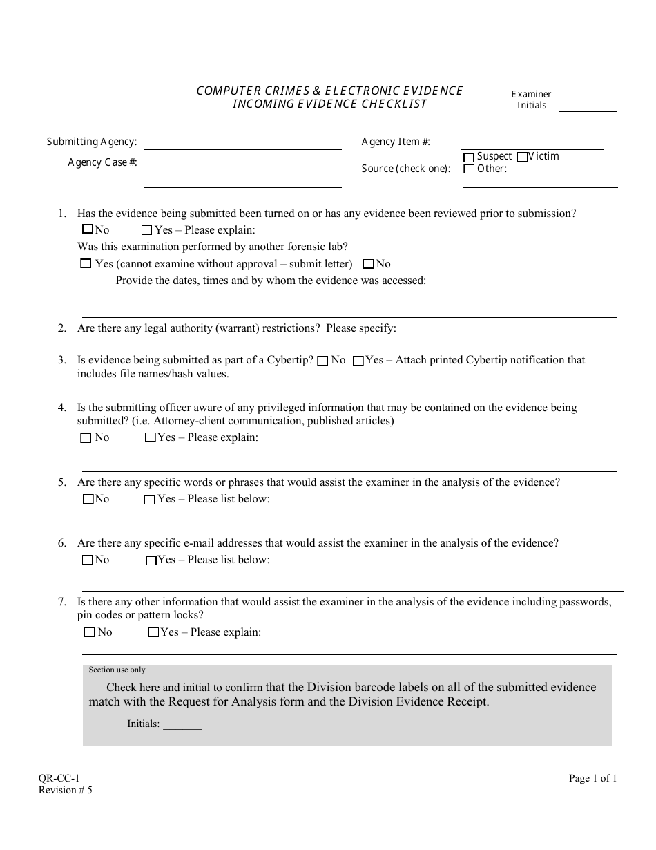 Form QR-CC-1 Download Fillable PDF or Fill Online Computer Crimes ...