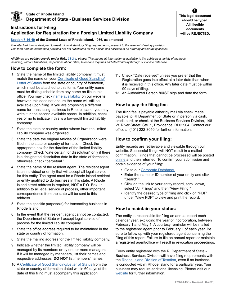 Form 450 Download Fillable PDF or Fill Online Application for ...