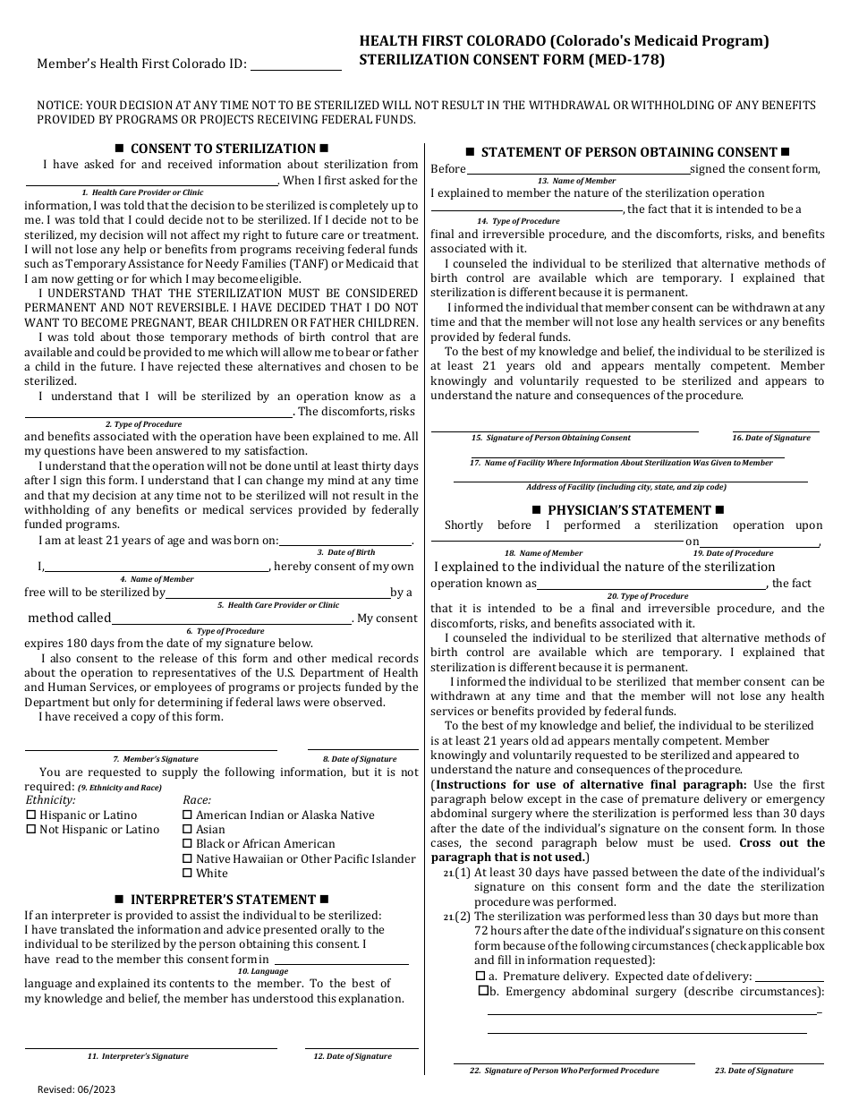 Form MED-178 - Fill Out, Sign Online and Download Printable PDF ...