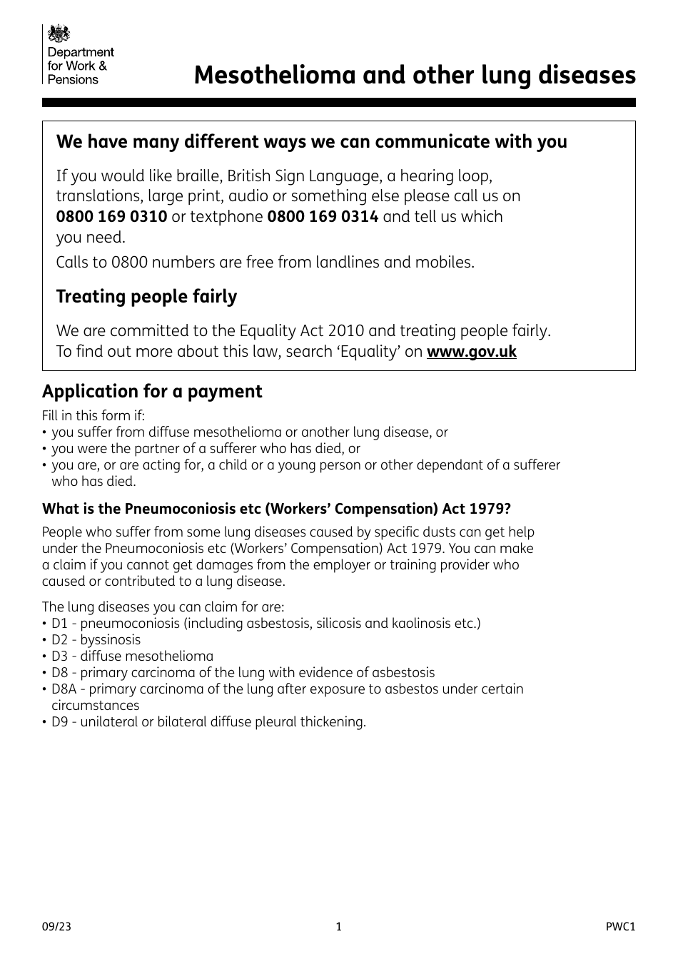 Form PWC1 - Fill Out, Sign Online and Download Fillable PDF, United ...