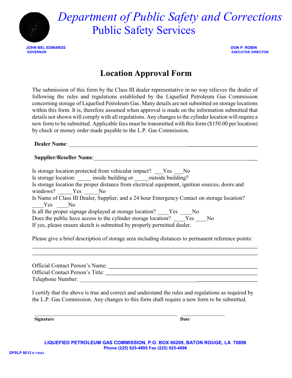 Form DPSLP8012 - Fill Out, Sign Online and Download Printable PDF ...