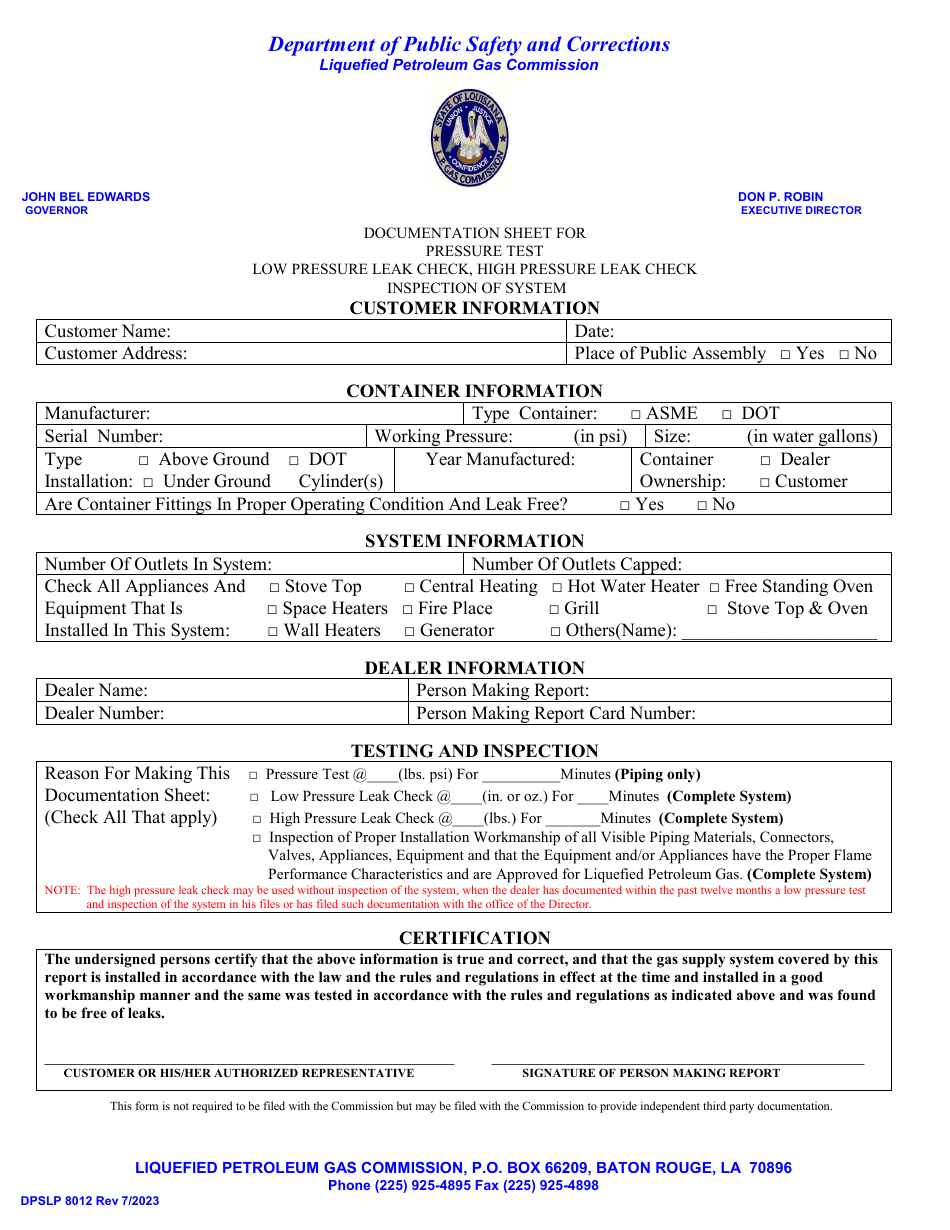 Form DPSLP8012 - Fill Out, Sign Online and Download Printable PDF ...