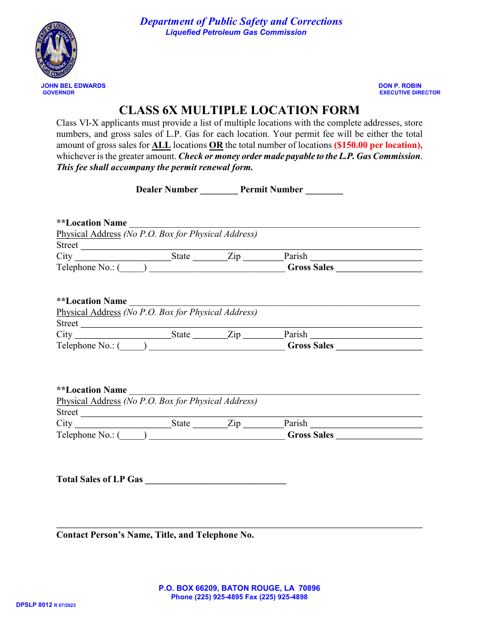 Form DPSLP8012 - Fill Out, Sign Online and Download Printable PDF ...