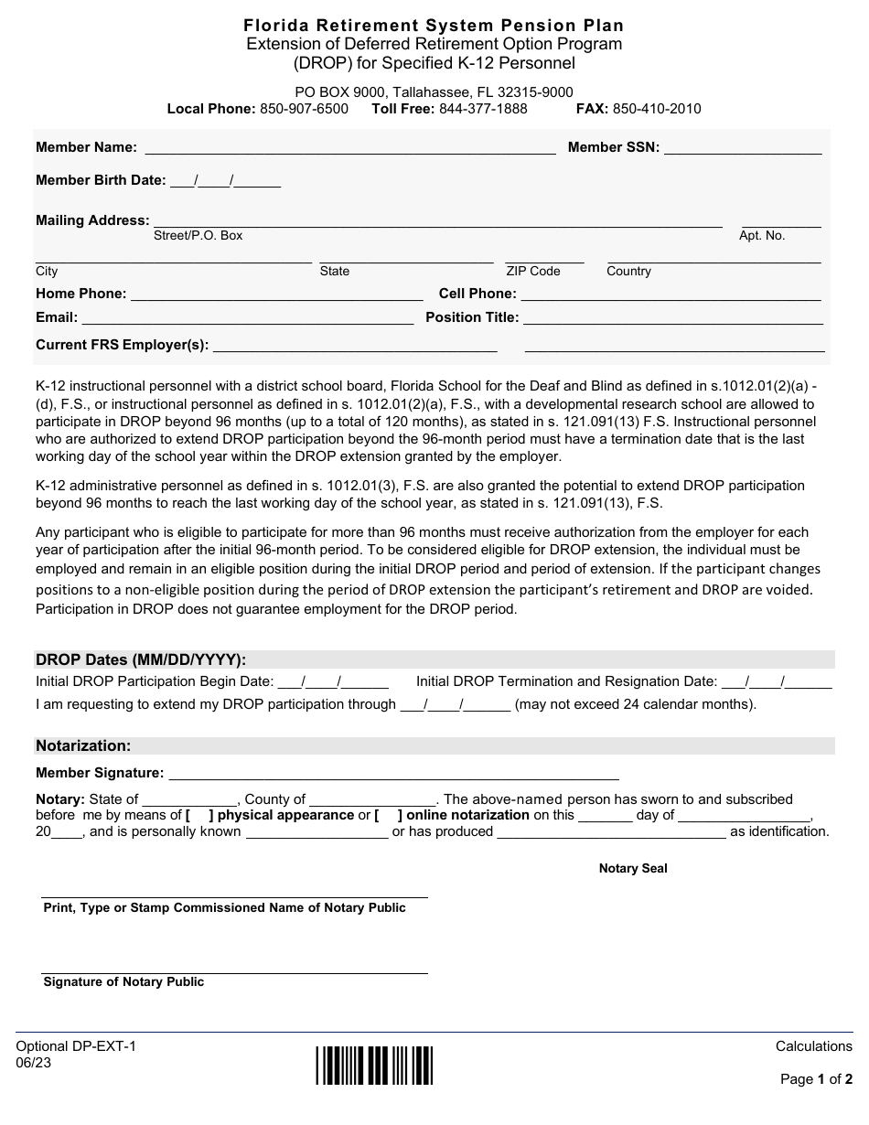 Form Optional DP-EXT-1 - Fill Out, Sign Online and Download Fillable ...