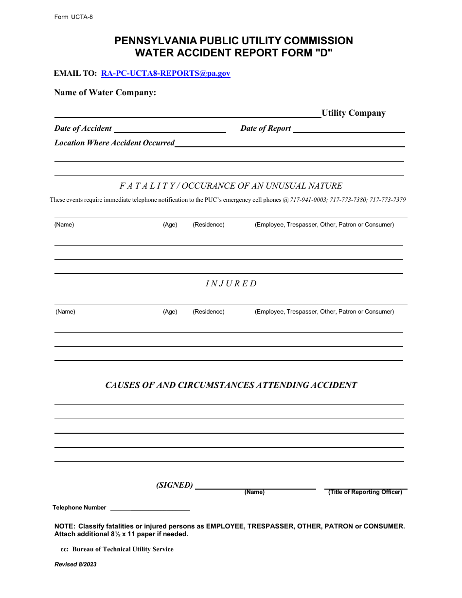 Form D (UCTA-8) - Fill Out, Sign Online and Download Printable PDF ...