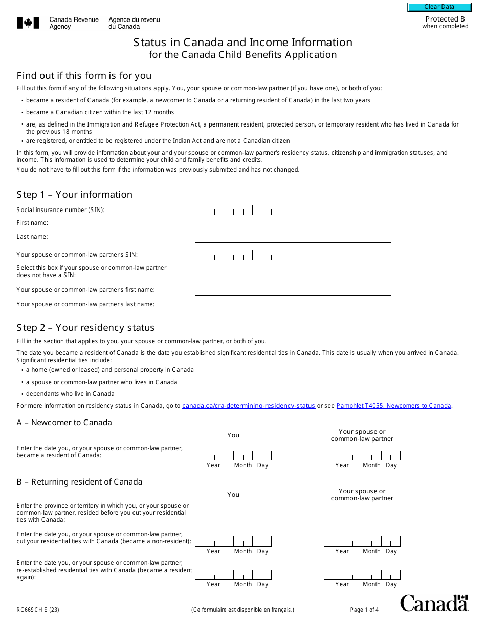 Form RS66SCH - Fill Out, Sign Online and Download Fillable PDF, Canada ...