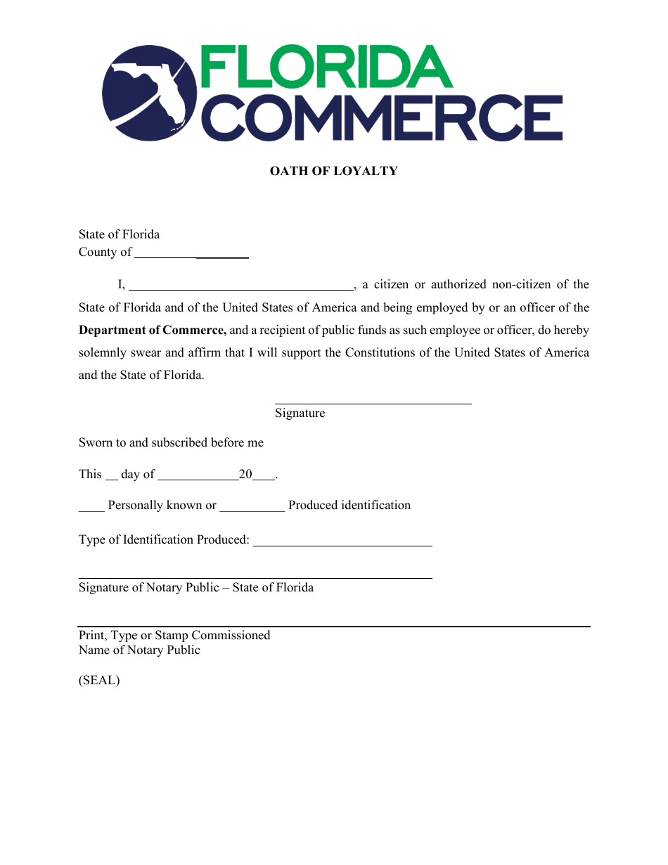 Florida Oath of Loyalty - Fill Out, Sign Online and Download PDF ...