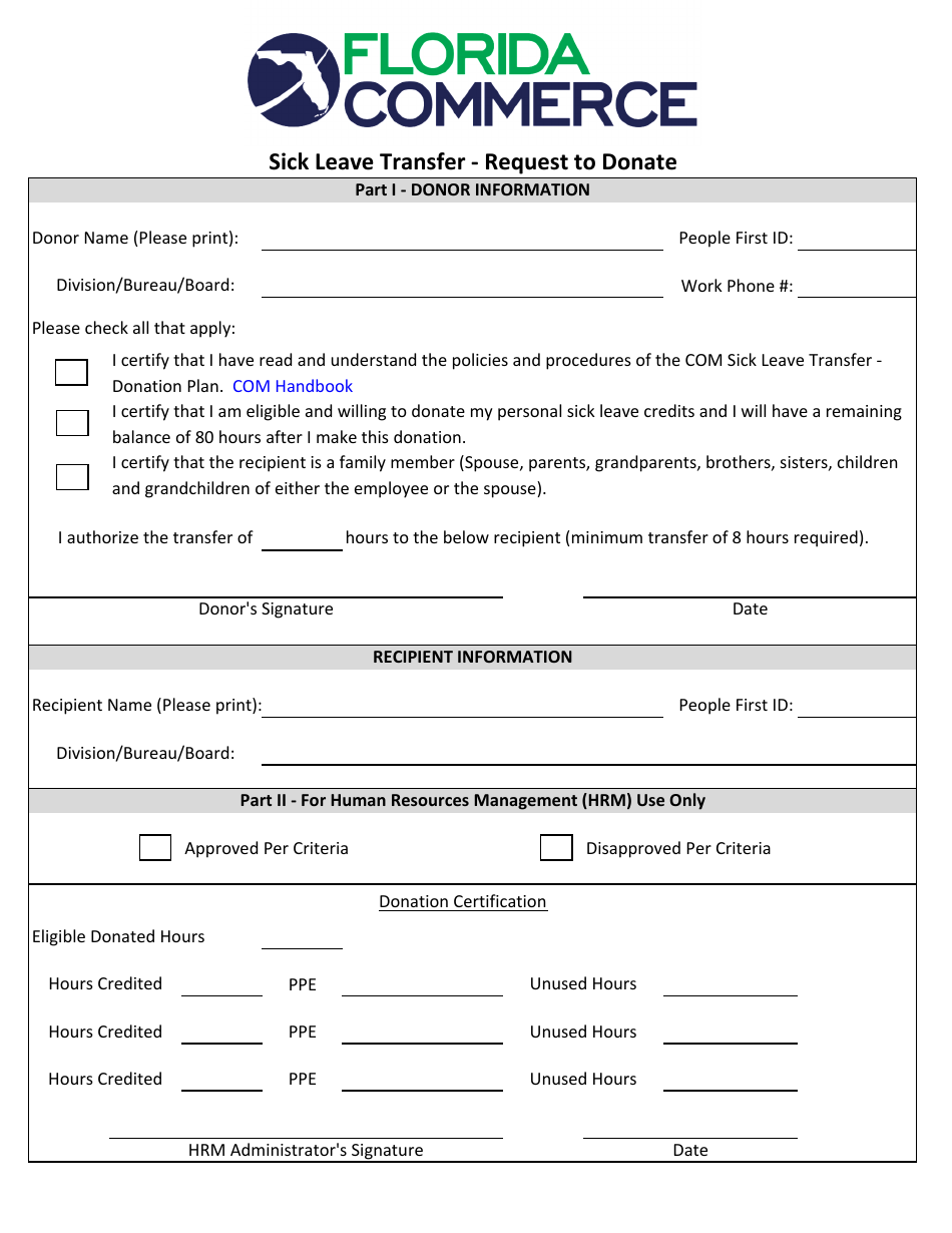 Florida Sick Leave Transfer - Request to Donate - Fill Out, Sign Online ...