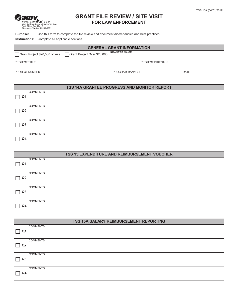 Form TSS16A - Fill Out, Sign Online and Download Fillable PDF, Virginia ...