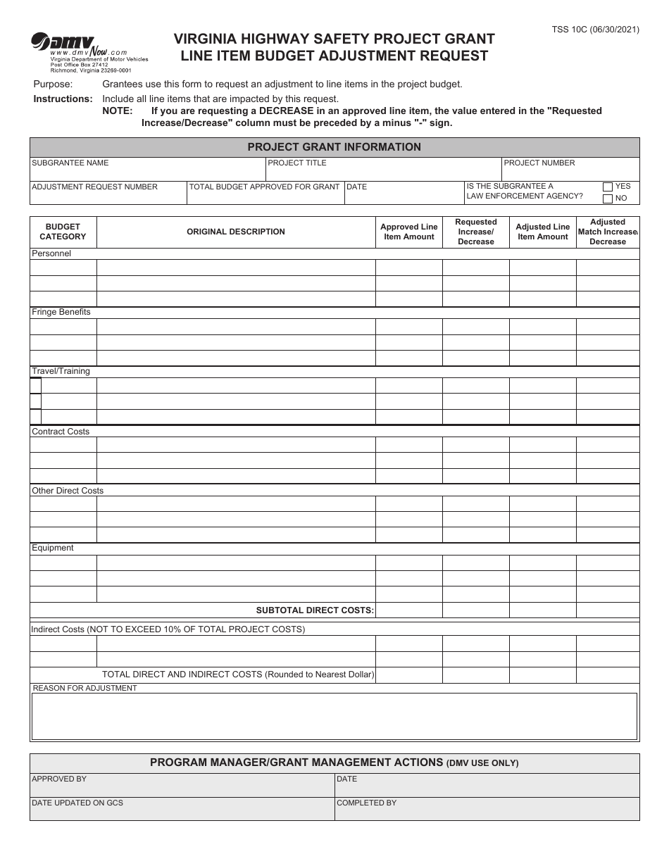 Form TSS10C - Fill Out, Sign Online and Download Fillable PDF, Virginia ...
