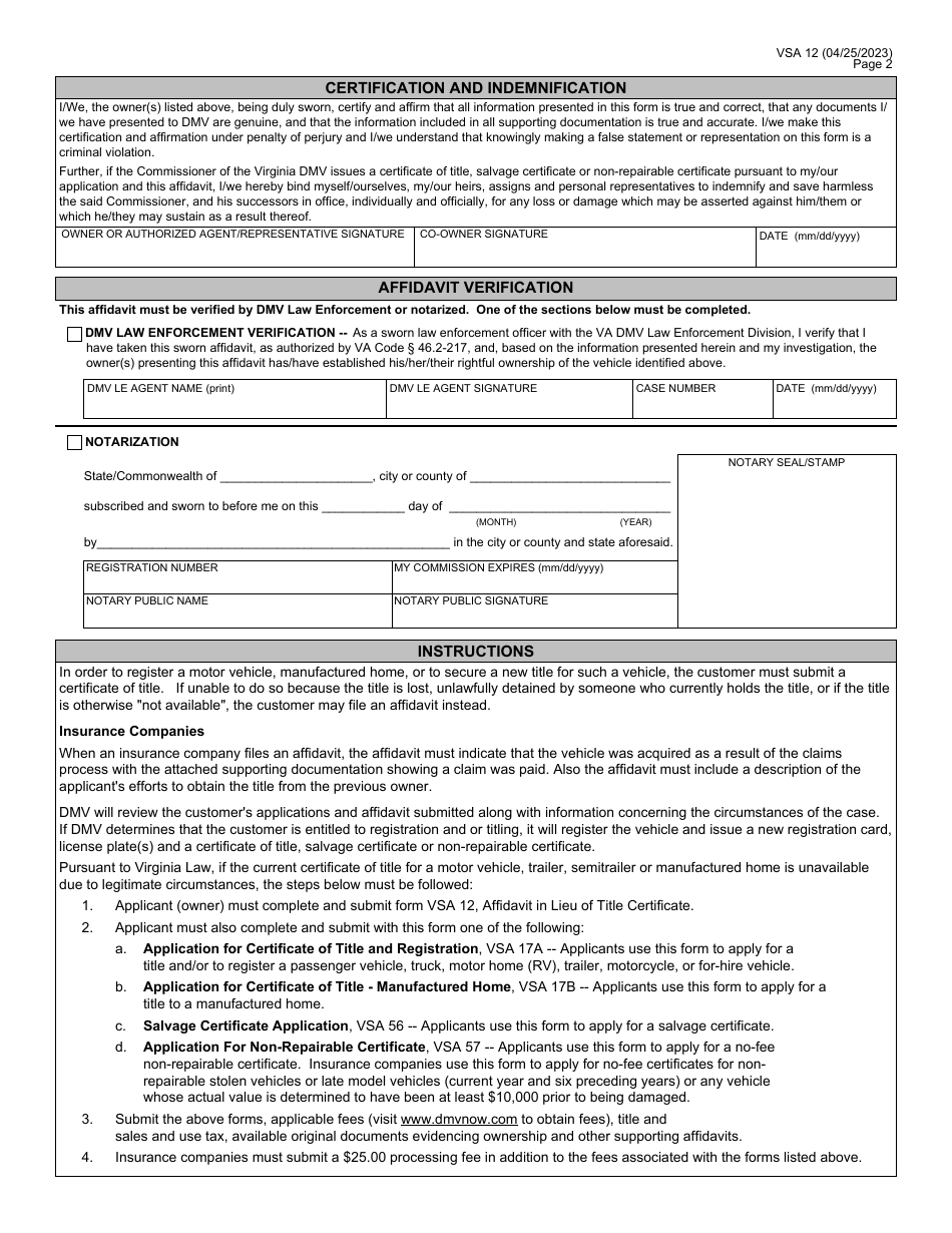 Form VSA12 - Fill Out, Sign Online and Download Fillable PDF, Virginia ... Form VSA12 - Fill Out, Sign Online and Download Fillable PDF, Virginia ...