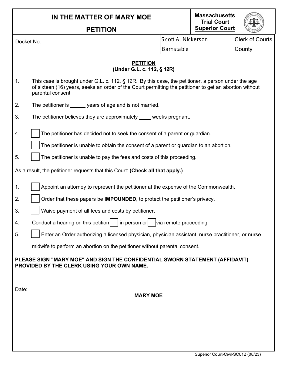 Form SC012 - Fill Out, Sign Online and Download Fillable PDF ...