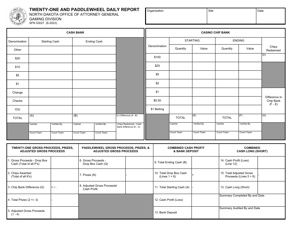 Form SFN53027 Download Fillable PDF or Fill Online Twenty-One and ...