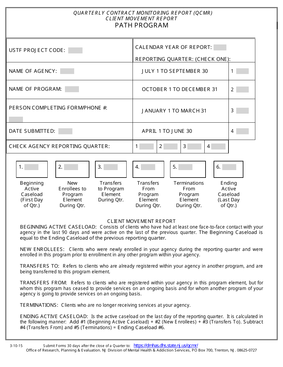 New Jersey Quarterly Contract Monitoring Report (Qcmr) - Path Program ...
