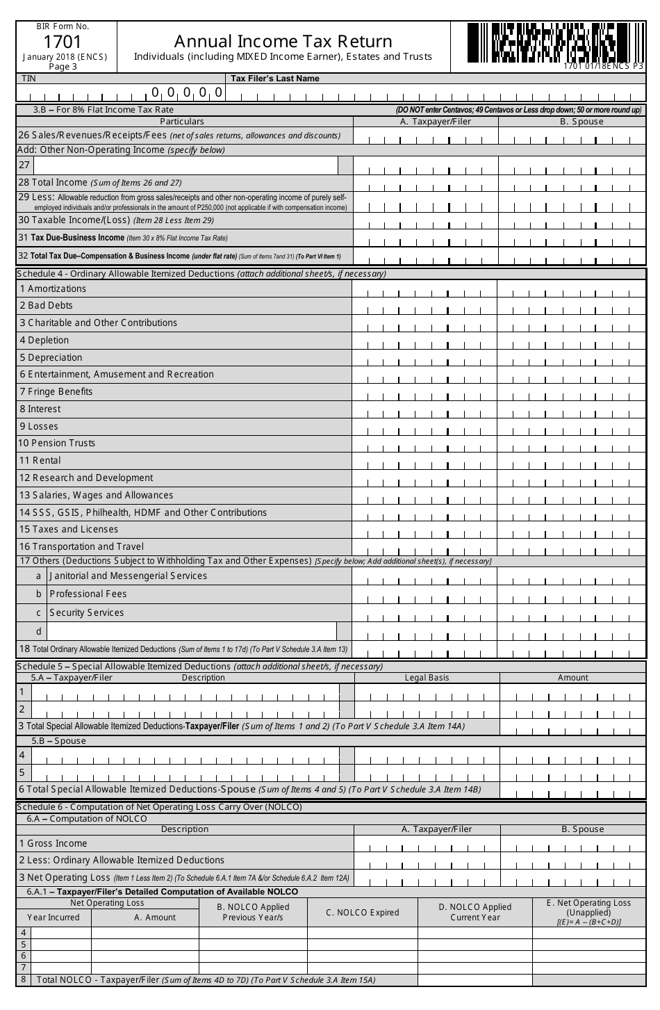BIR Form 1701 Fill Out Sign Online And Download Printable PDF
