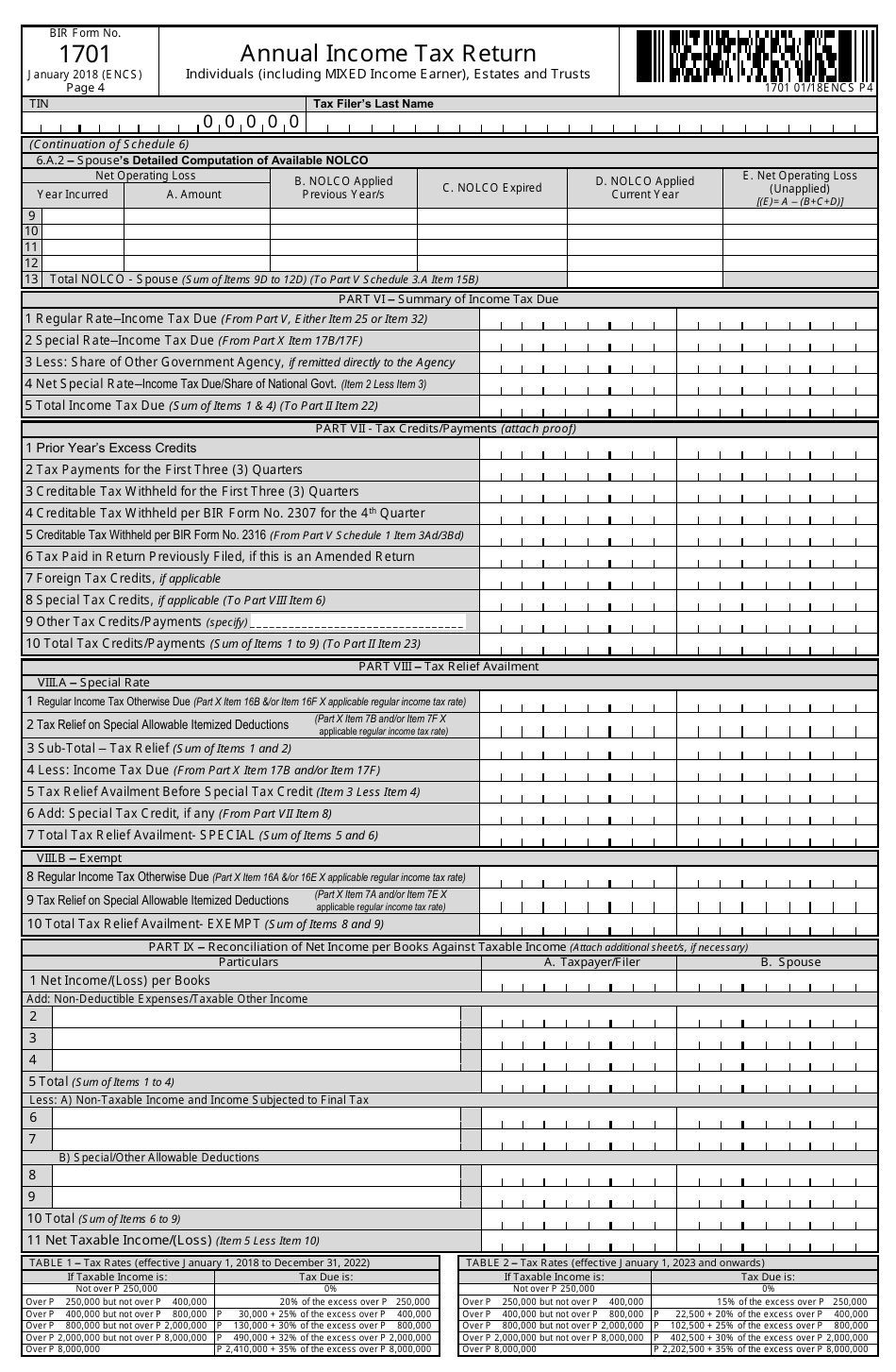 BIR Form 1701 Fill Out Sign Online And Download Printable PDF