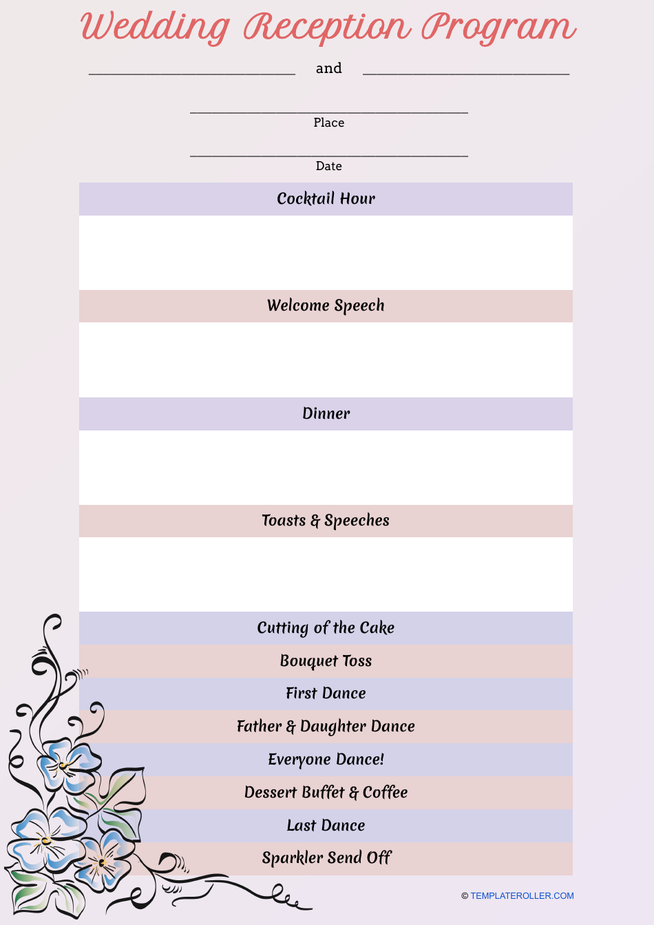 Wedding Ceremony Program Template - Pink Download Printable PDF ...