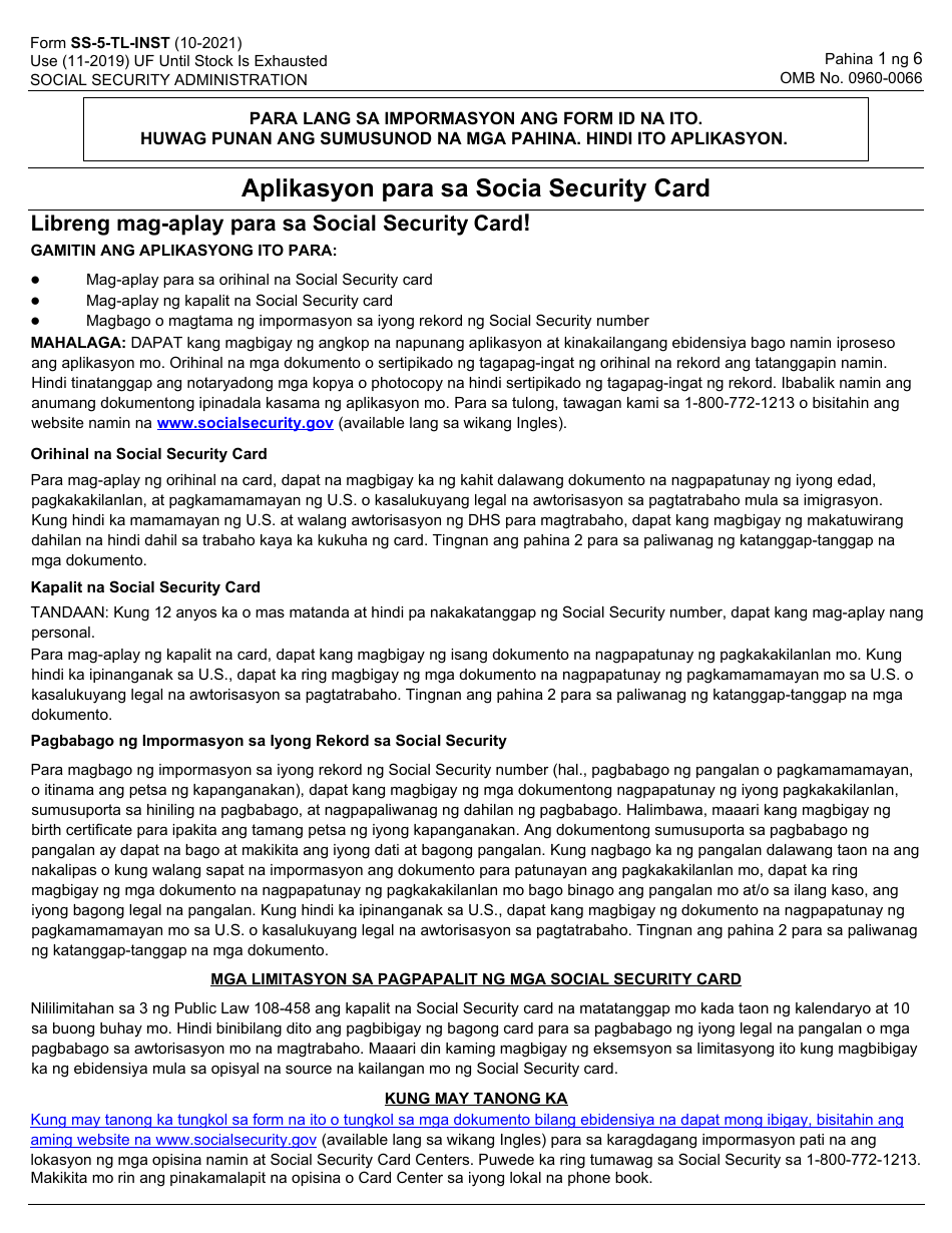Download Instructions for Form SS-5 Application for a Social Security ...