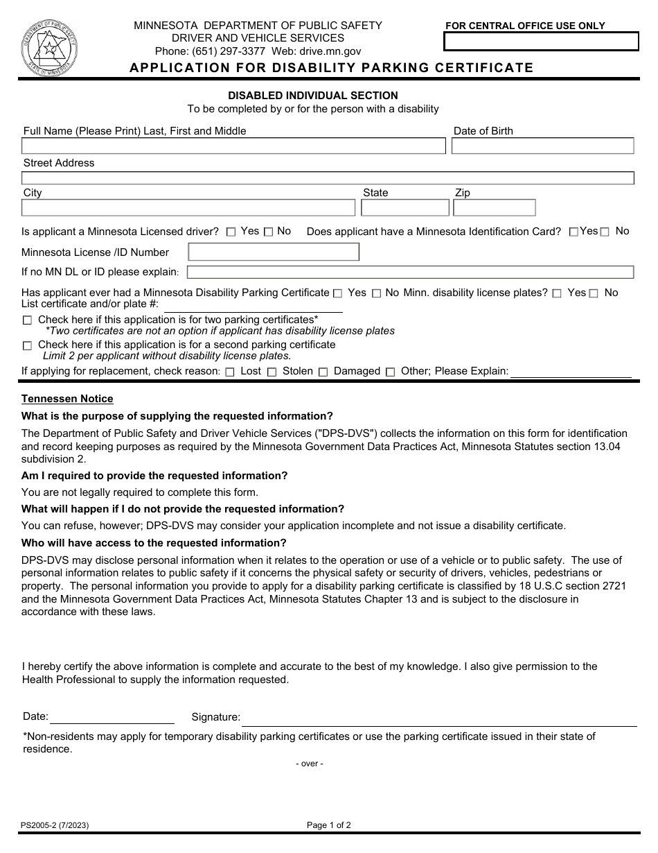 Form PS2005 - Fill Out, Sign Online and Download Fillable PDF ...