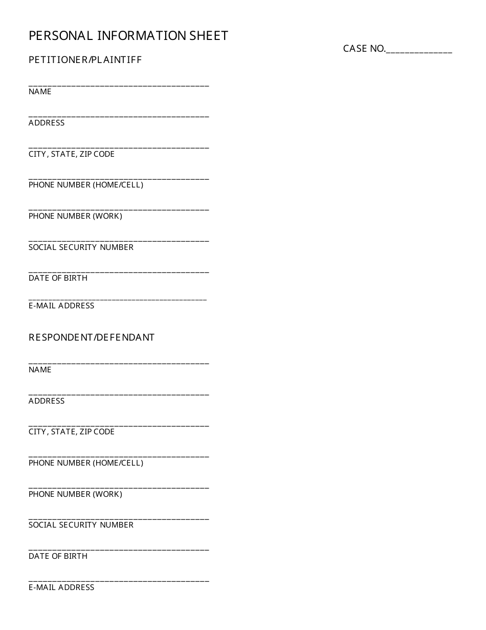 Athens County, Ohio Personal Information Sheet - Fill Out, Sign Online ...