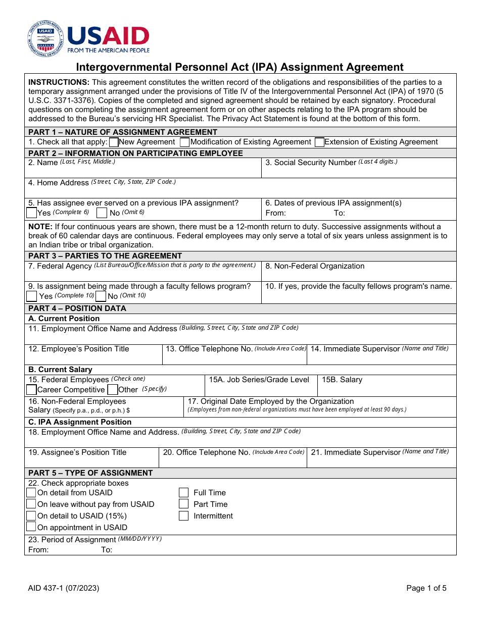 Form AID437-1 - Fill Out, Sign Online and Download Fillable PDF ...