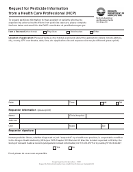 Oregon Request for Pesticide Information From a Health Care Professional (Hcp) - Fill Out, Sign ...