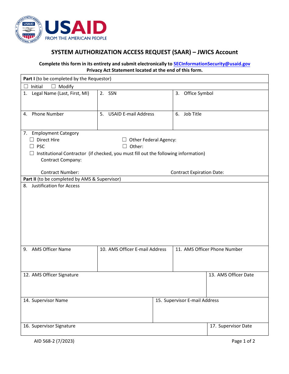 Form AID568-2 - Fill Out, Sign Online and Download Fillable PDF | Templateroller