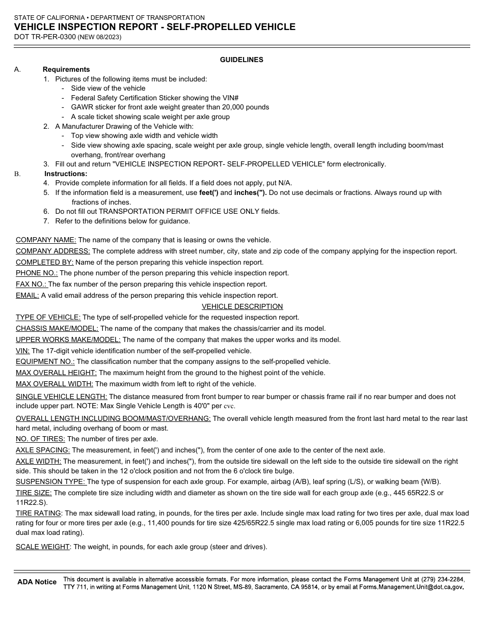 Form DOT TR-PER-0300 - Fill Out, Sign Online and Download Fillable PDF ...